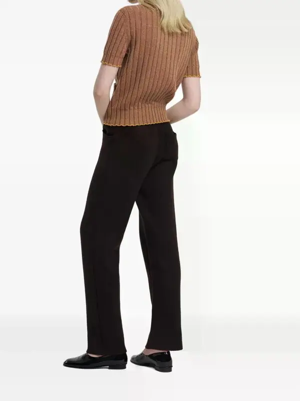 BARRIE Cashmere-blend Ribbed T-shirt - Brown