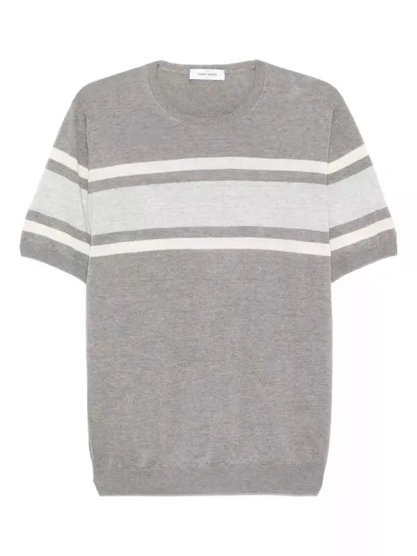 GRAN SASSO Stripe-detail T-shirt - Grey