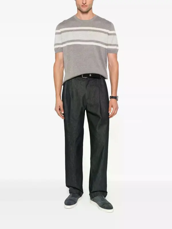 GRAN SASSO Stripe-detail T-shirt - Grey