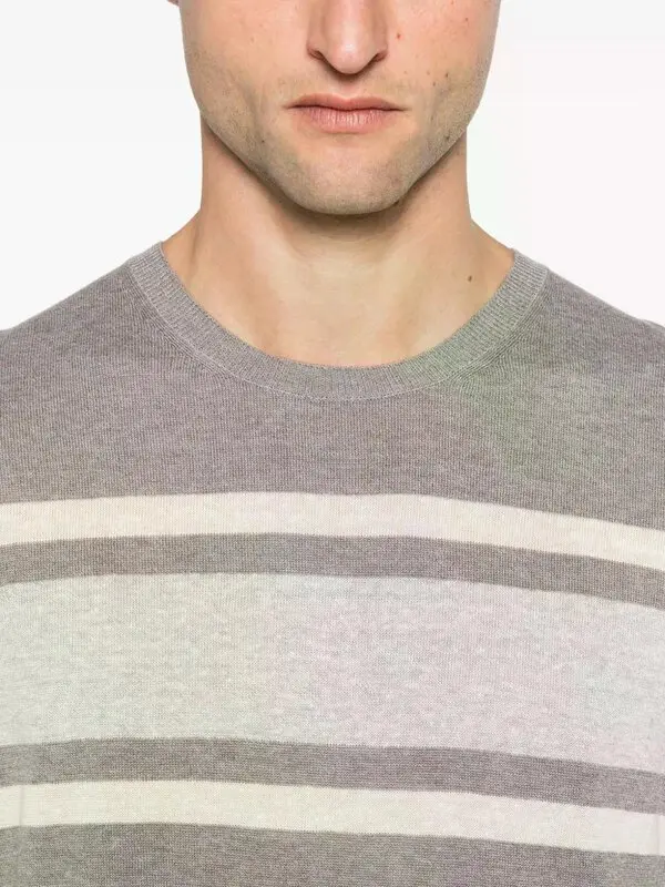 GRAN SASSO Stripe-detail T-shirt - Grey