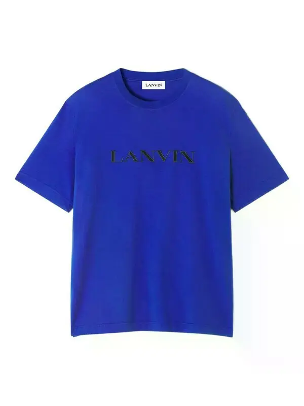 LANVIN Logo-embroidered Cotton T-shirt - Blue