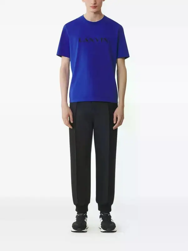 LANVIN Logo-embroidered Cotton T-shirt - Blue