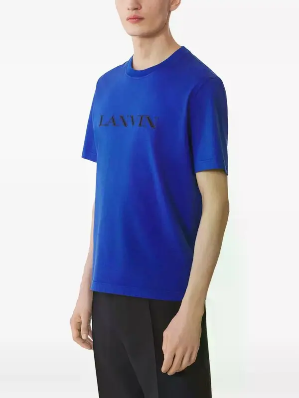 LANVIN Logo-embroidered Cotton T-shirt - Blue