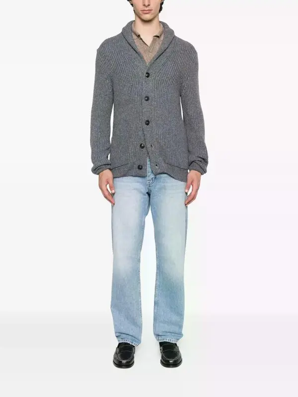 GRAN SASSO Ribbed Shawl-collar Cardigan