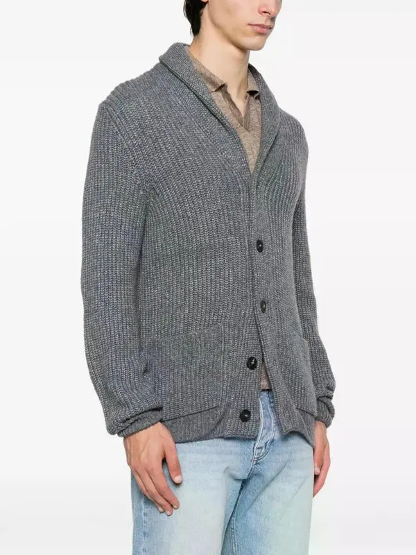 GRAN SASSO Ribbed Shawl-collar Cardigan