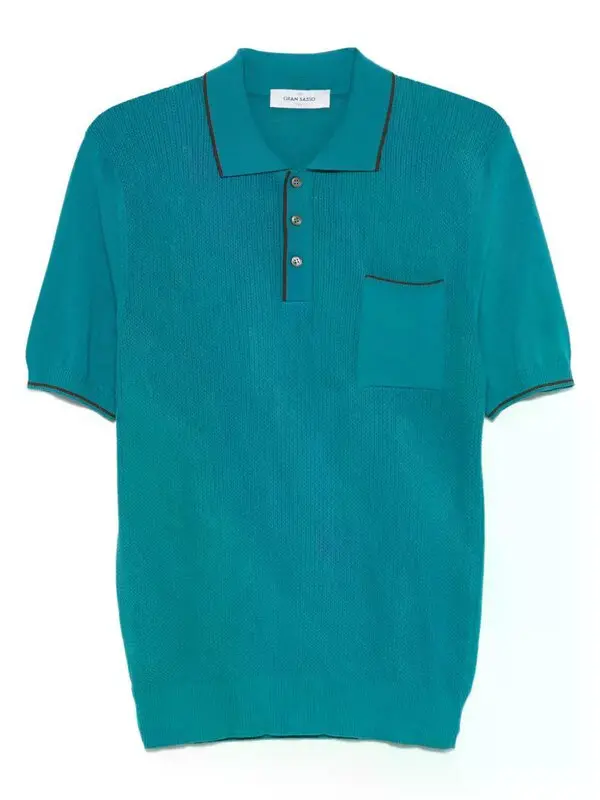 GRAN SASSO Ribbed Pocketed Polo Shirt