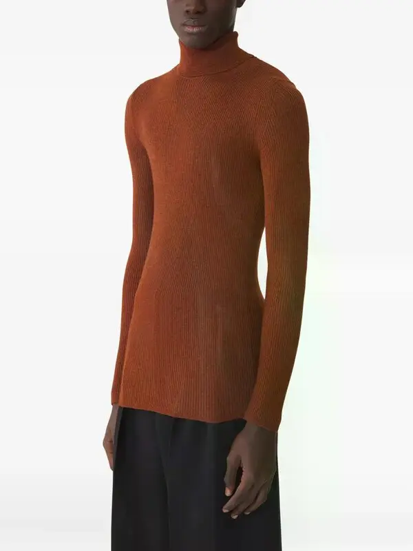 LANVIN Ribbed Turtleneck Sweater - Brown