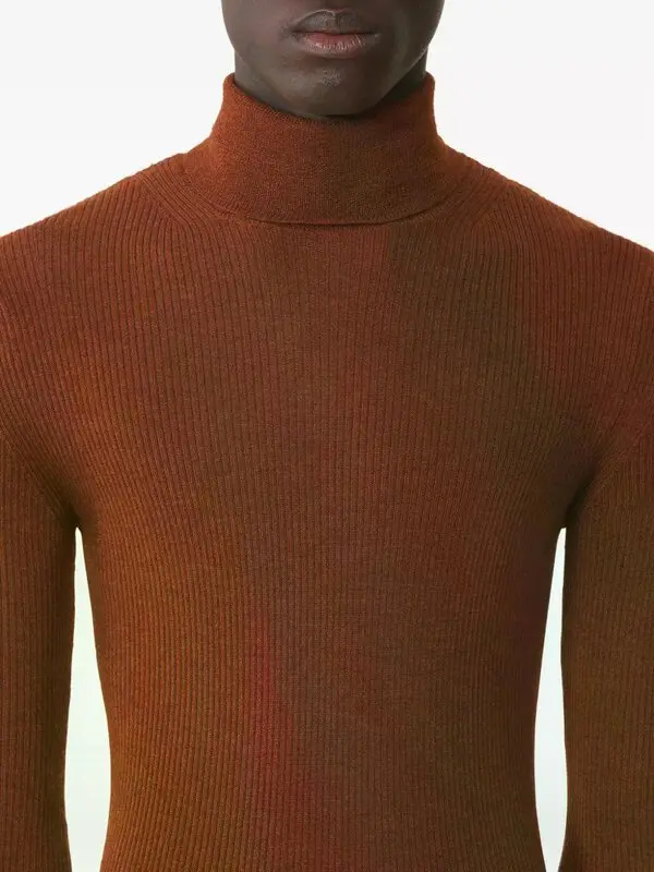LANVIN Ribbed Turtleneck Sweater - Brown