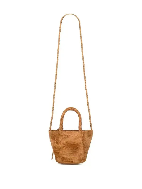 Manebí Raffia Tote Bag With Leather Details - Neutrals