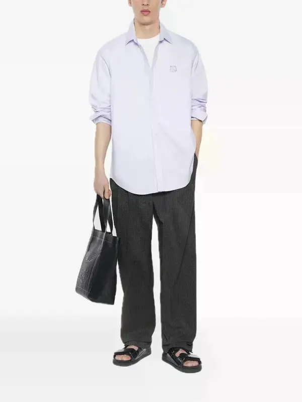 Maison Kitsuné Embroidered-logo Cotton Shirt - Neutrals