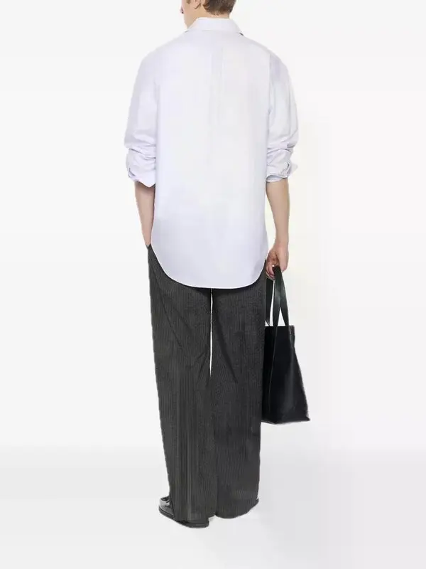 Maison Kitsuné Embroidered-logo Cotton Shirt - Neutrals