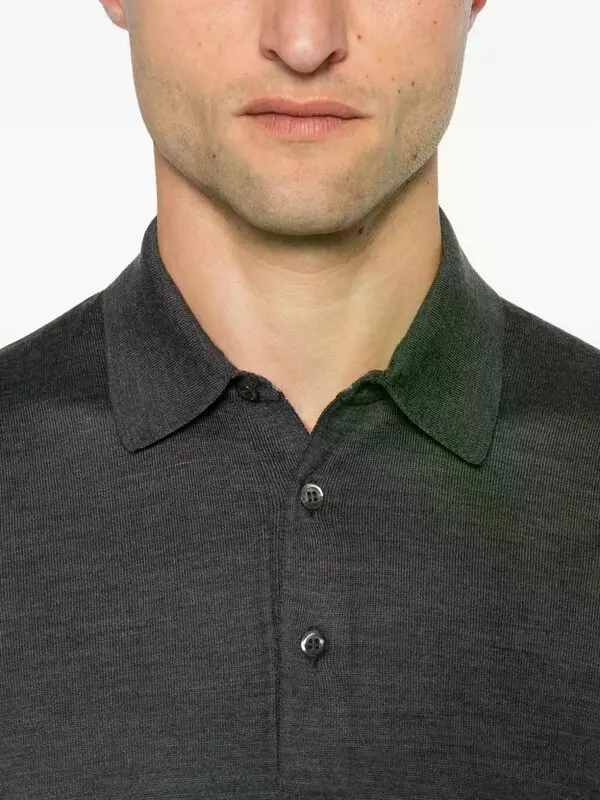 GRAN SASSO Long-sleeve Polo Shirt - Grey