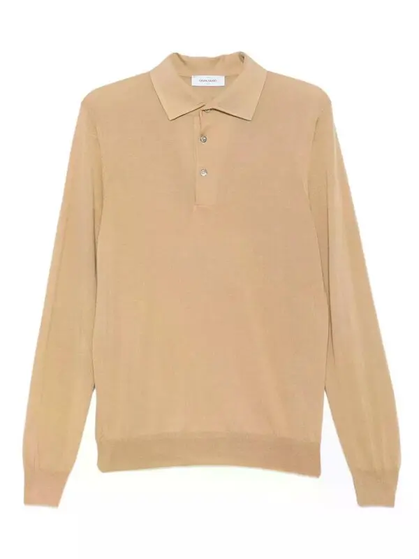 GRAN SASSO Long-sleeve Polo Shirt - Brown