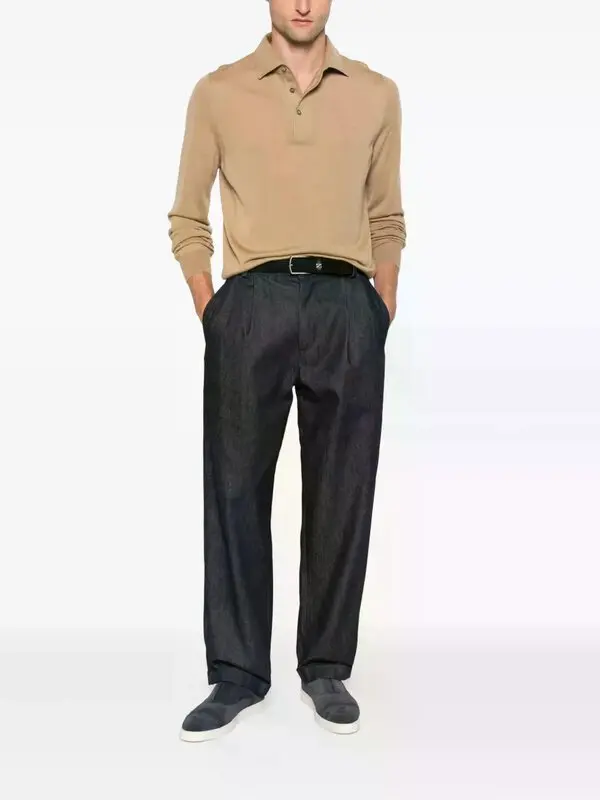 GRAN SASSO Long-sleeve Polo Shirt - Brown
