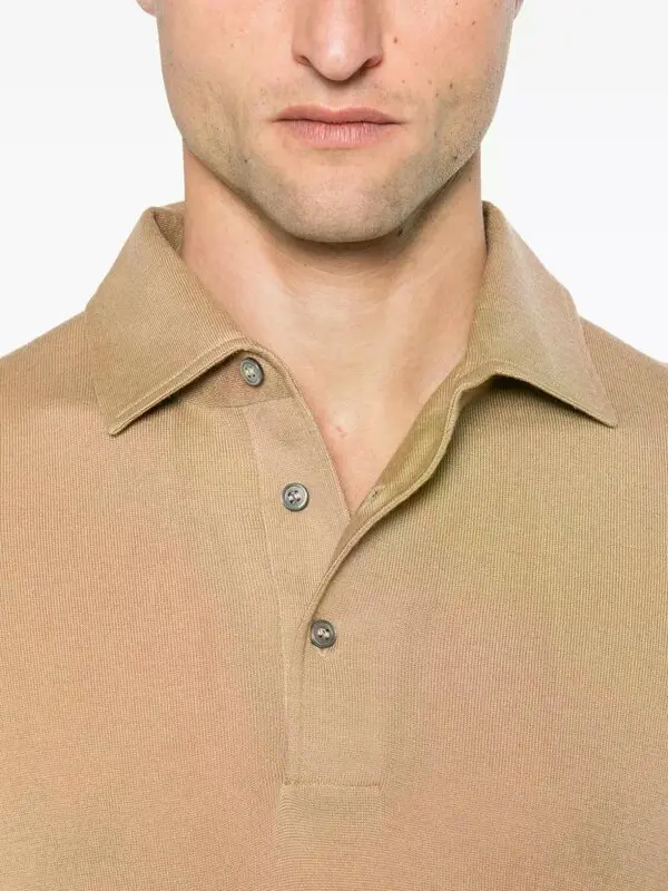GRAN SASSO Long-sleeve Polo Shirt - Brown