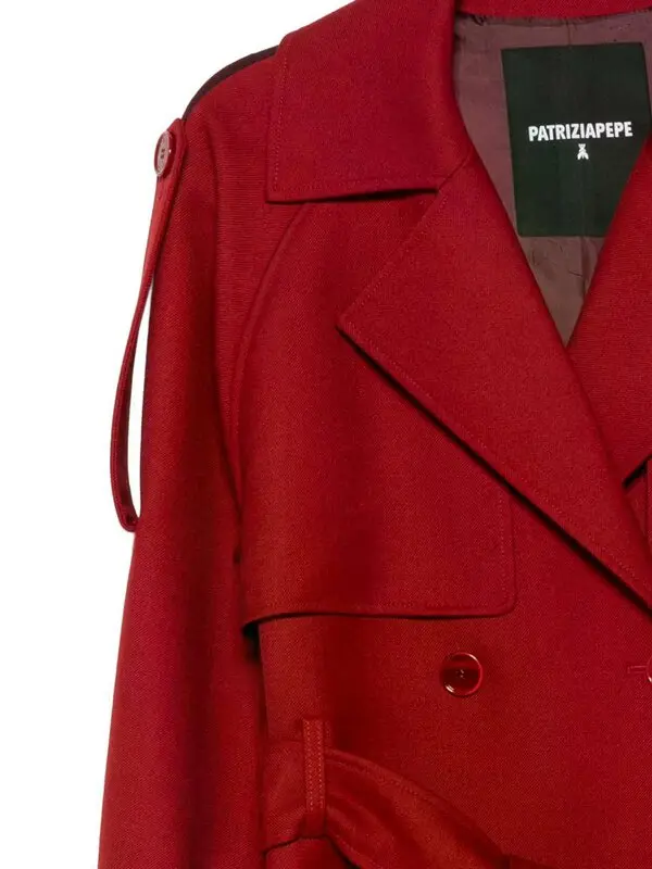 Patrizia Pepe Double-breasted Wool Trench Coat - Red