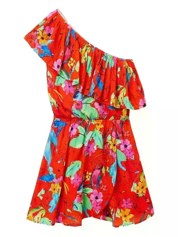 Desigual One-shoulder Ruffled Mini Dress