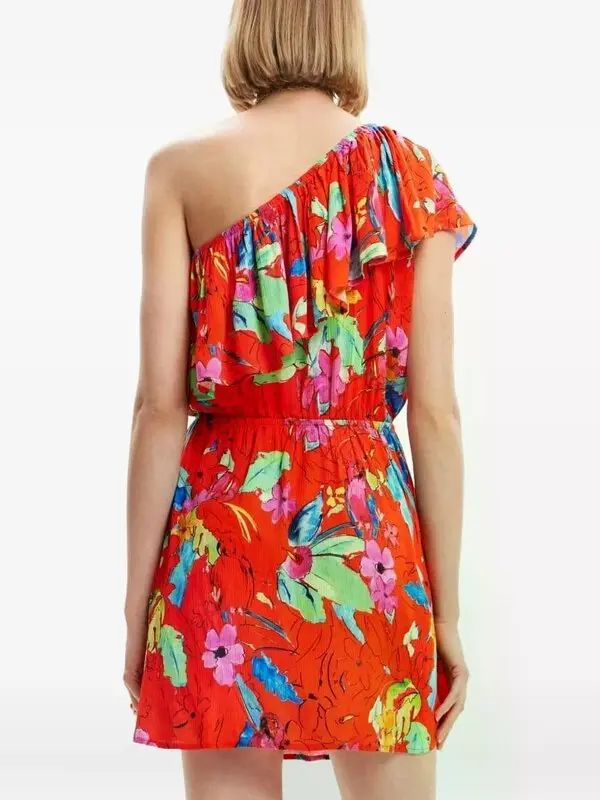 Desigual One-shoulder Ruffled Mini Dress