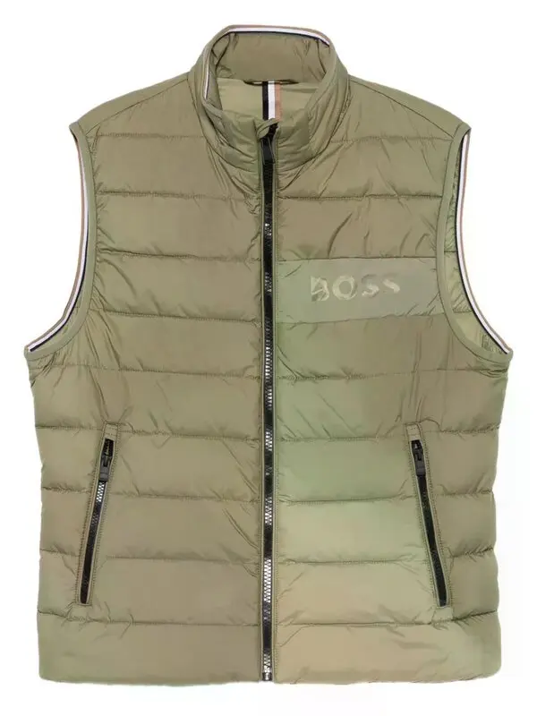 BOSS Quilted Panelled Gilet - Green