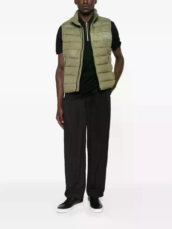 BOSS Quilted Panelled Gilet - Green