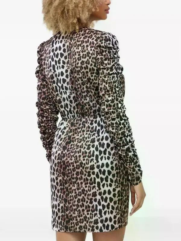 NOTES DU NORD Leopard-print Tie-front Mini Dress