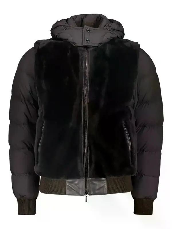 MOORER Fur-panel Zip-up Jacket