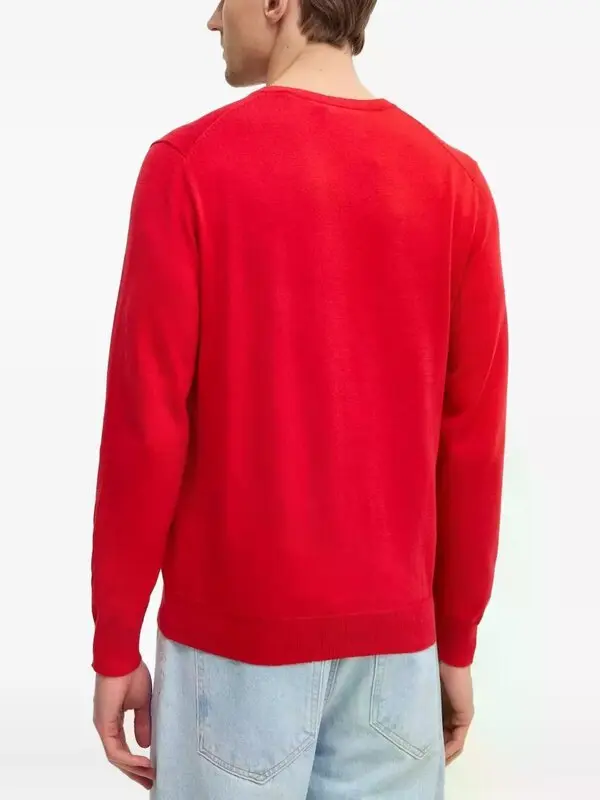 Gant V-neck Logo-embroidered Sweater - Red