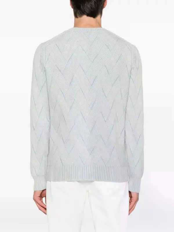 GRAN SASSO Chevron Pattern Crew-neck Sweater