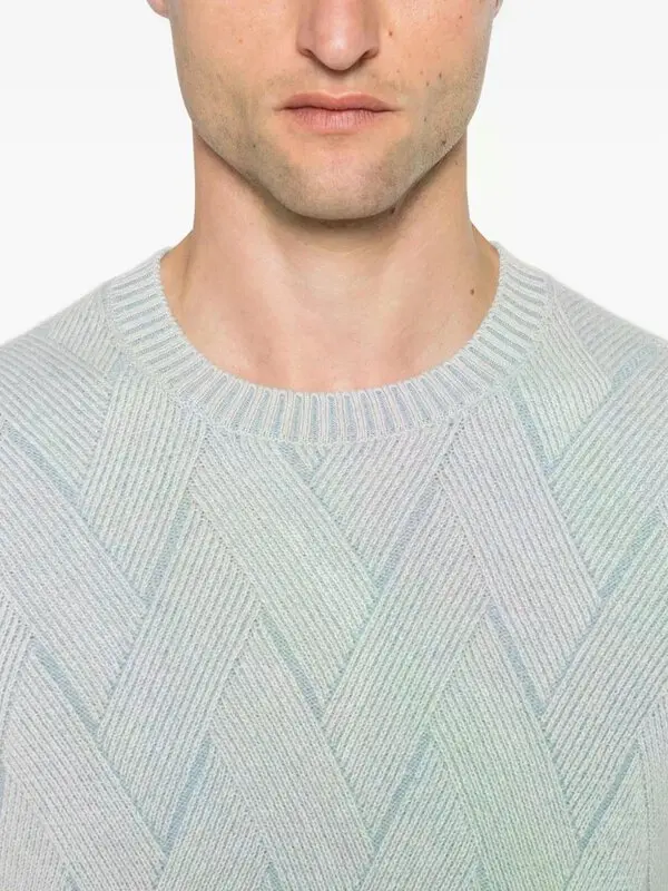 GRAN SASSO Chevron Pattern Crew-neck Sweater