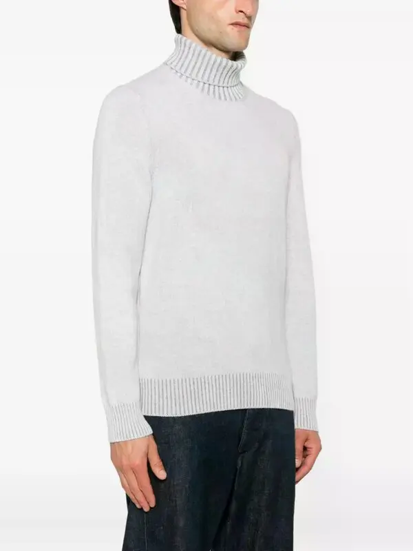 GRAN SASSO Ribbed-knit Turtleneck Sweater - Grey
