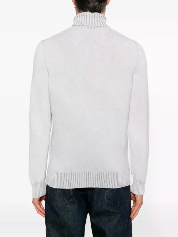 GRAN SASSO Ribbed-knit Turtleneck Sweater - Grey