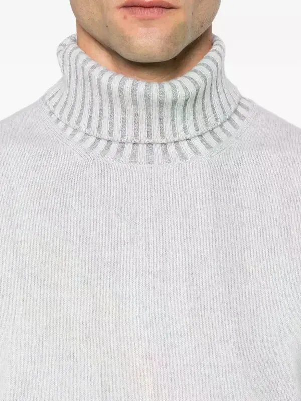 GRAN SASSO Ribbed-knit Turtleneck Sweater - Grey