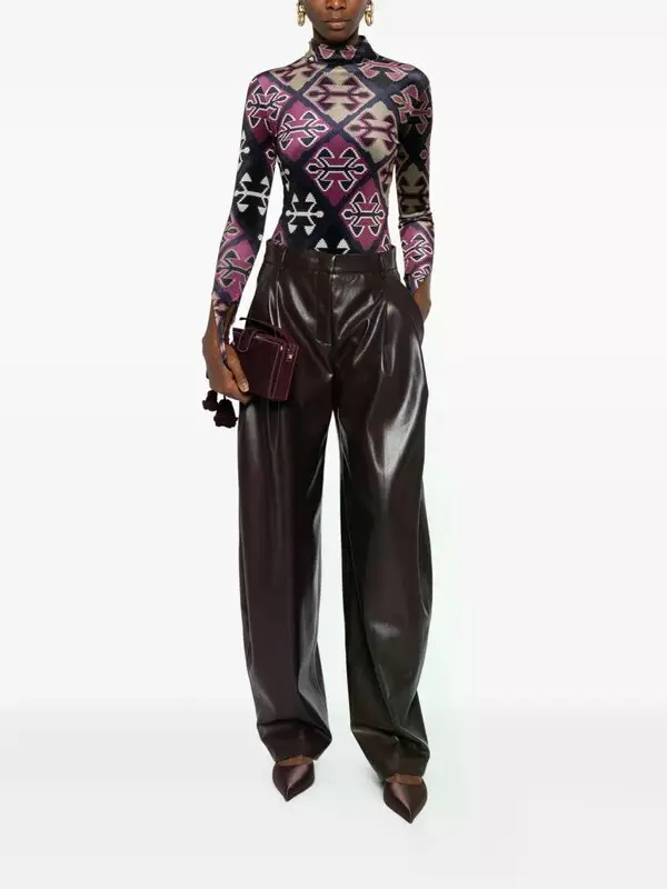 Andamane Pleated Faux Leather Trousers
