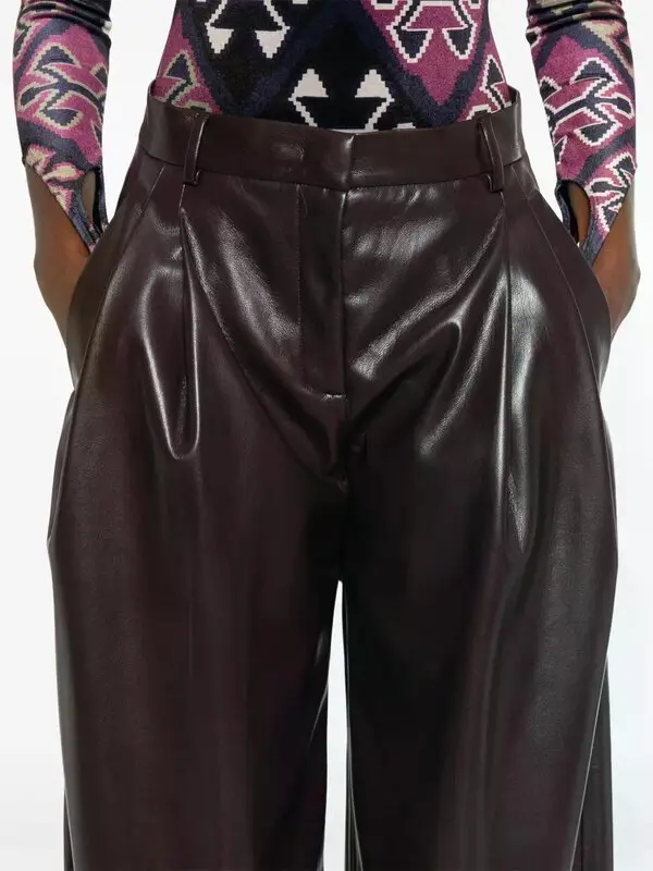 Andamane Pleated Faux Leather Trousers