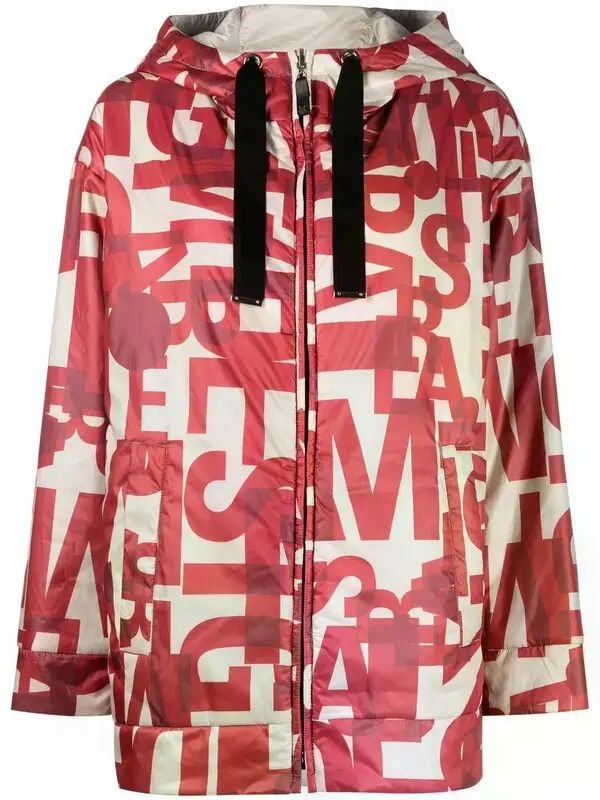 Max Mara Logo-print Reversible Hooded Coat - Neutrals