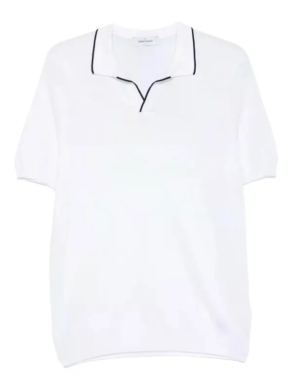 GRAN SASSO Knitted-collar Polo T-shirt - White