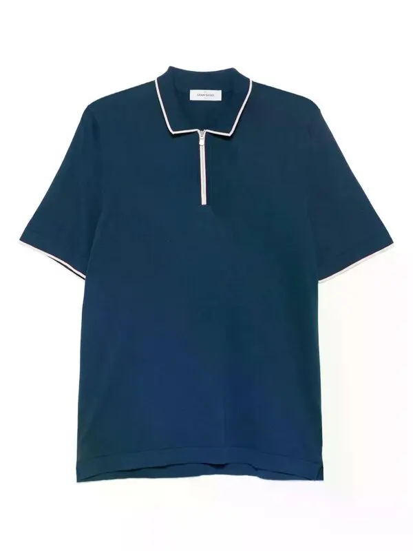 GRAN SASSO Zip-neck Cotton Polo Shirt