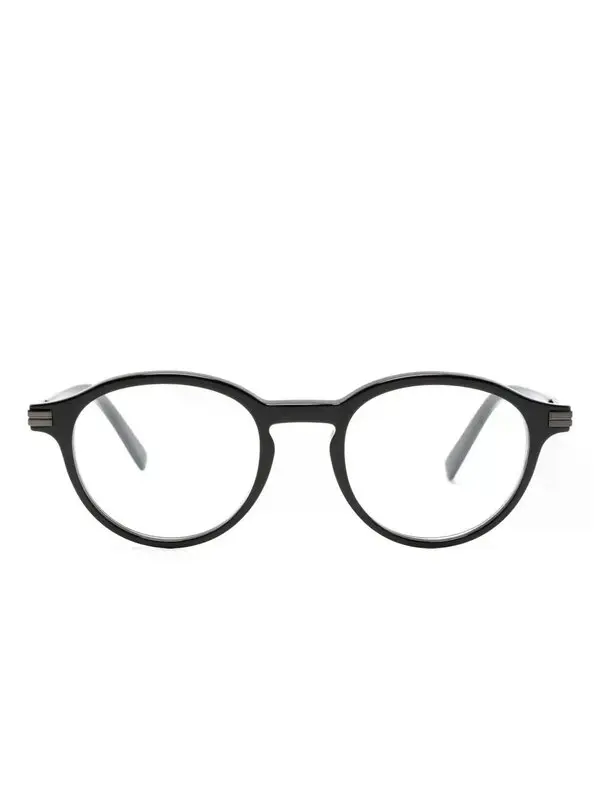 Zegna Logo-print Round-frame Glasses - Black