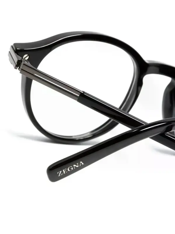 Zegna Logo-print Round-frame Glasses