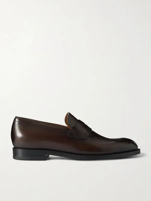 Zegna Classic Flex Glossed-leather Penny Loafers