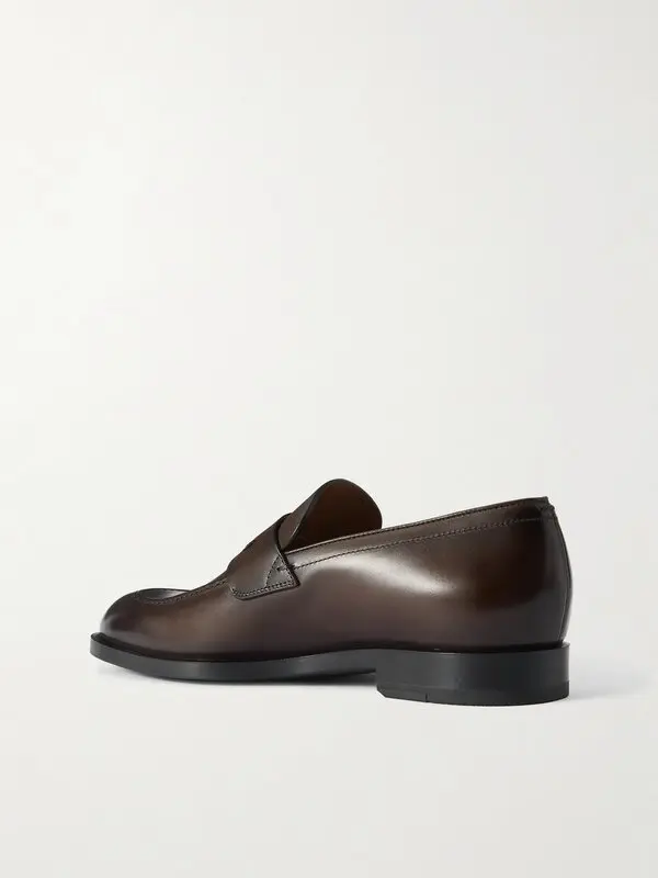 Zegna Classic Flex Glossed-leather Penny Loafers