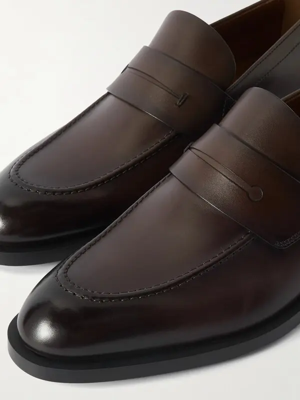 Zegna Classic Flex Glossed-leather Penny Loafers