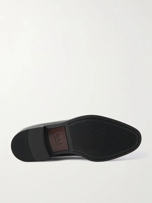Zegna Leather Derby Shoes - Black