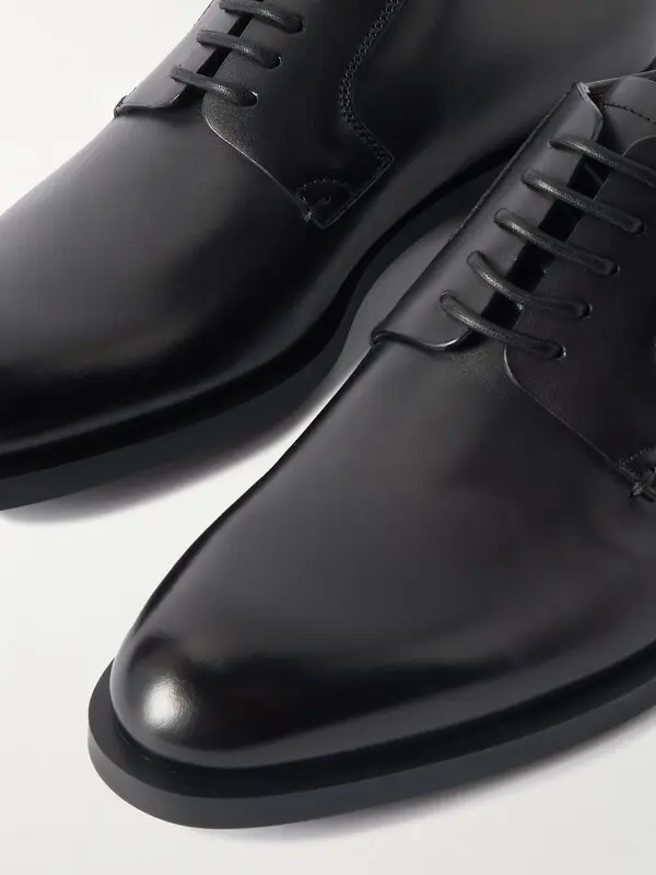 Zegna Leather Derby Shoes - Black