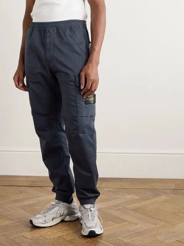 Stone Island Tapered Cotton-blend Trousers