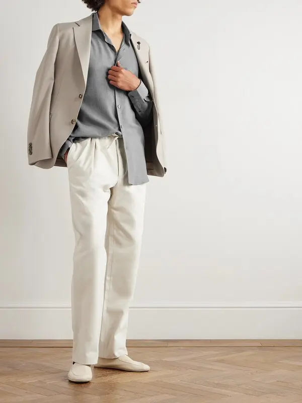 Zegna Cotton And Cashmere-blend Twill Shirt - Gray