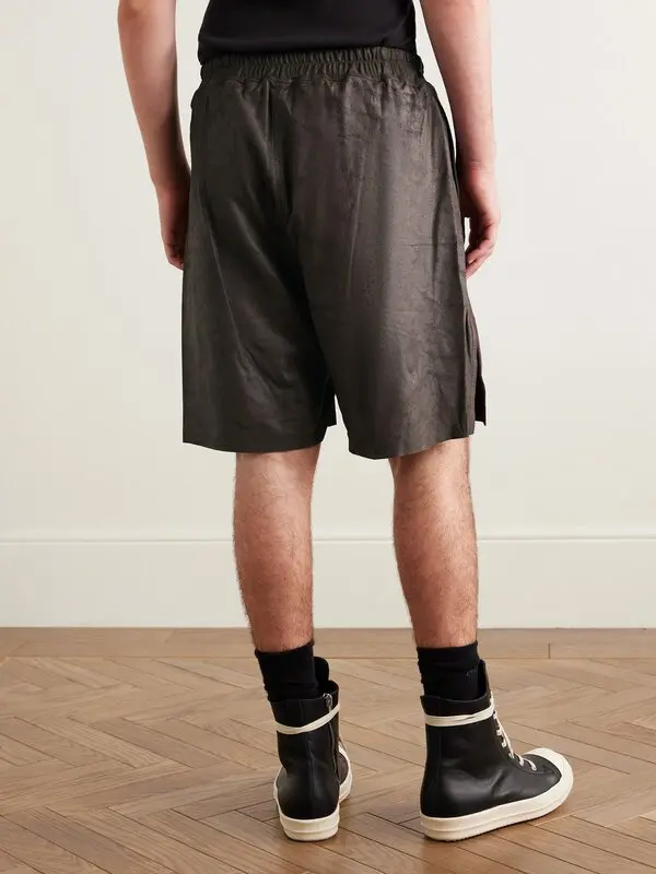 Rick Owens Straight-leg Leather Drawstring Shorts