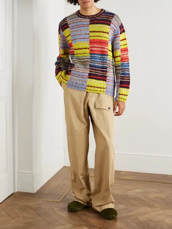 THE ELDER STATESMAN Scrap Patchwork Cotton-blend Sweater