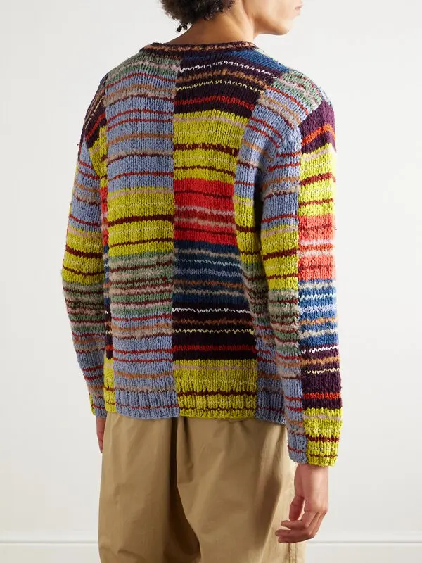 THE ELDER STATESMAN Scrap Patchwork Cotton-blend Sweater