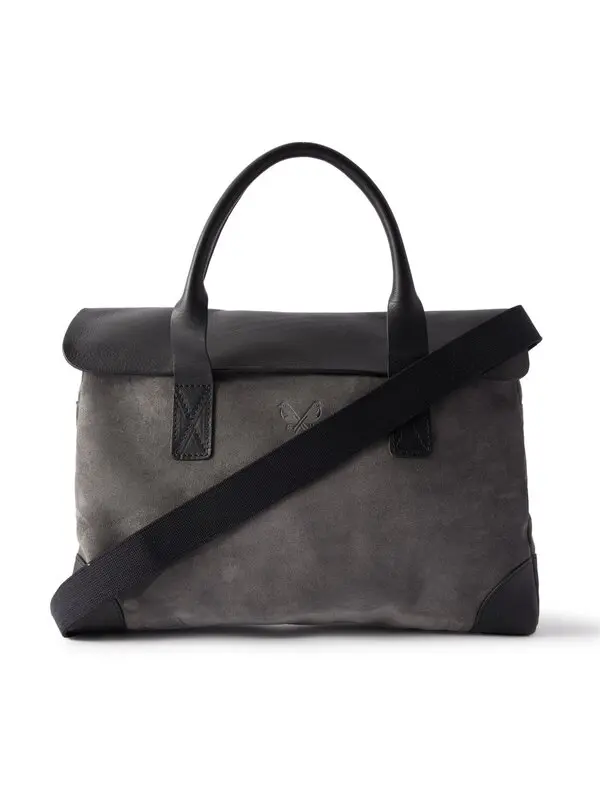 Bennett Winch Suede And Leather Briefcase - Gray